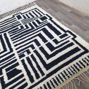 Large Black and White Checkered Rug, Moroccan Berber Checkered Rug ...