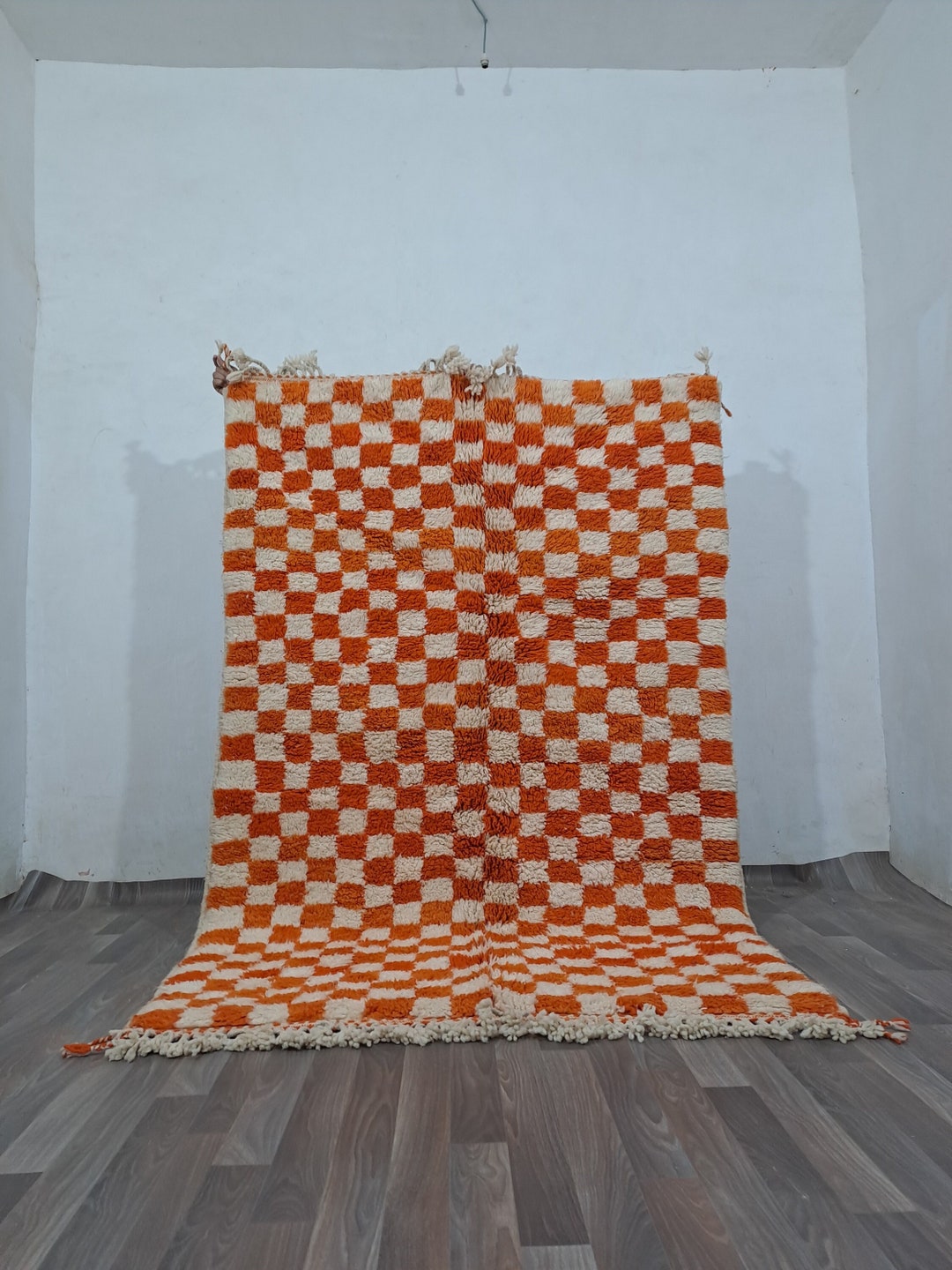 7X5 Ft Moroccan Wool Rug, Sheep Wool Rug, Checkered Rug, Handwoven Rug ...