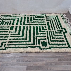 Checker Custom Berber Moroccan Area Rug Green,moroccan Rug - Etsy