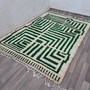 Checker Custom Berber Moroccan Area Rug Green,moroccan Rug - Etsy