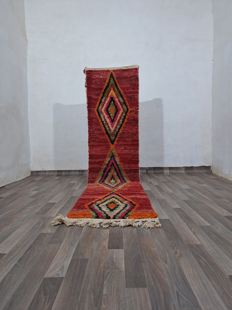 Red Moroccan Runner Rug Geometric Runner Rug Hallway Runner - Etsy