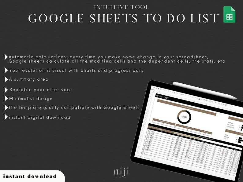Google Sheets To-do List Template | Spreadsheet Task List | Digital ...