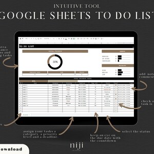 Google Sheets To-do List Template | Spreadsheet Task List | Digital ...