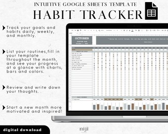 Google Sheets Habit Tracker Template Daily Weekly Monthly - Etsy