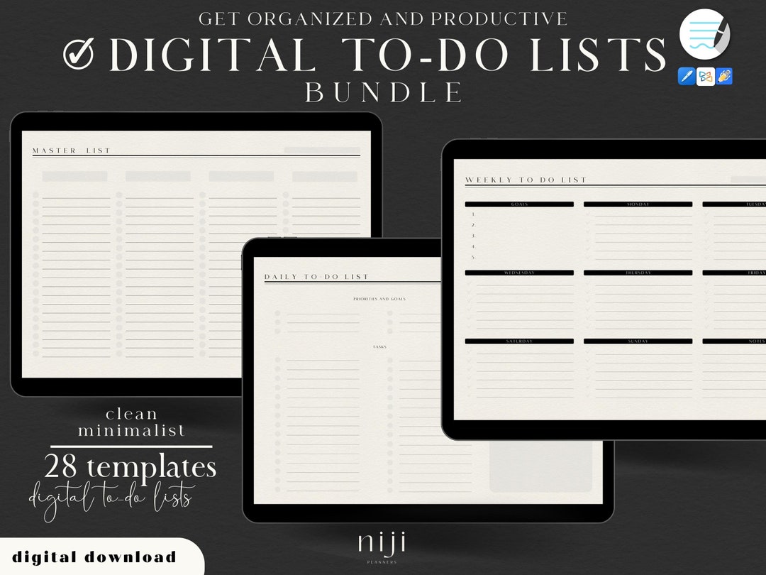 Digital To-do List Bundle | Goodnotes Templates | Weekly and Daily To ...