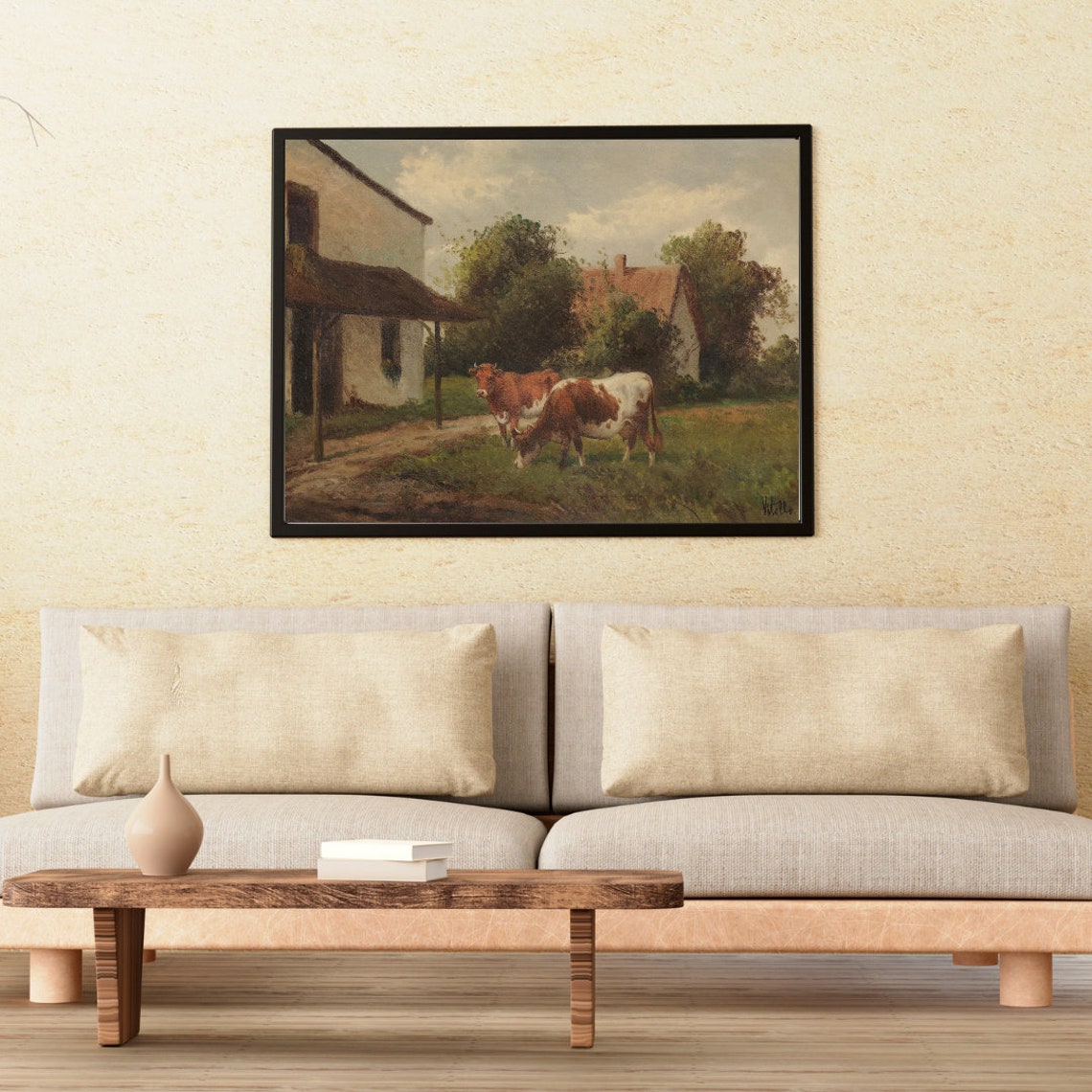 Antique French Country Cattle Art Farmhouse Gallery Wall French Cottage ...