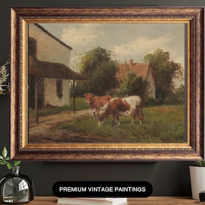 Antique French Country Cattle Art Farmhouse Gallery Wall French Cottage ...