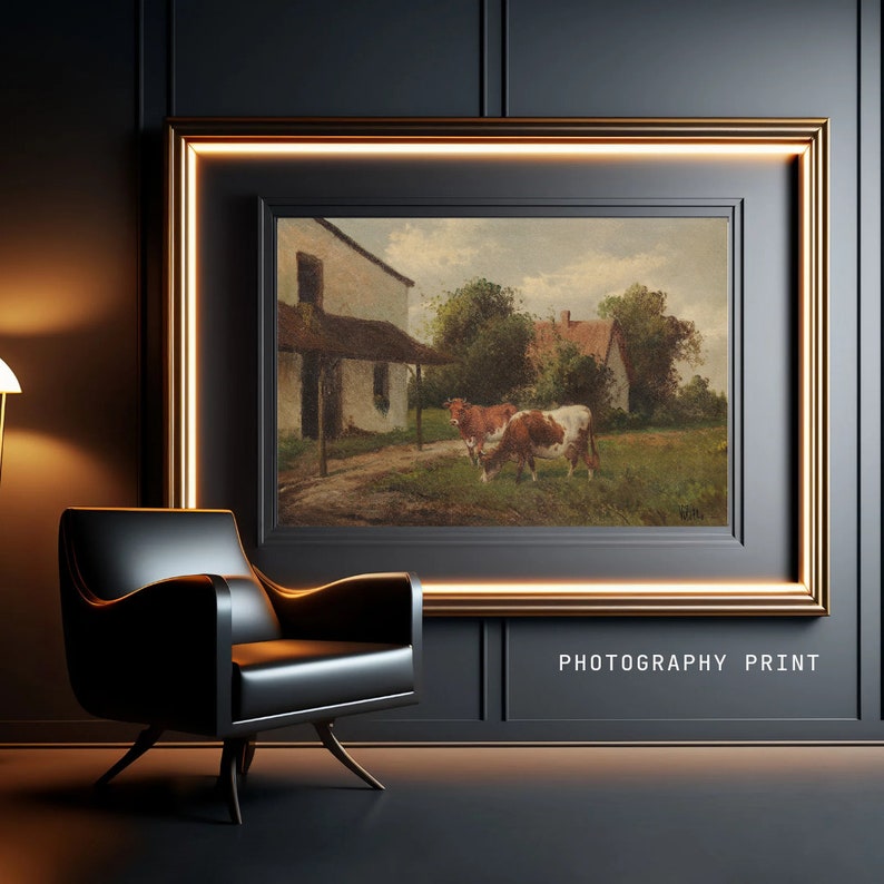 Antique French Country Cattle Art Farmhouse Gallery Wall French Cottage ...
