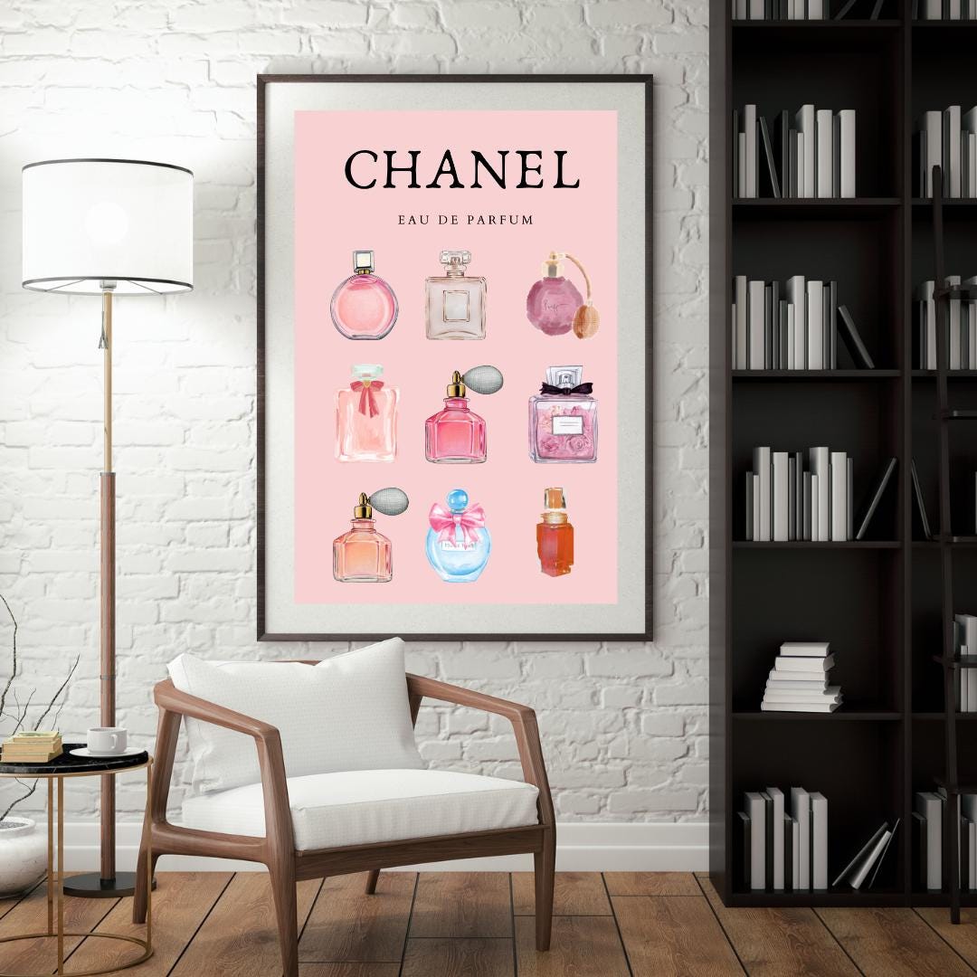 Chanel Perfume Art Decor Printable, Girlie Wall Decor for Bedroom, Pink ...