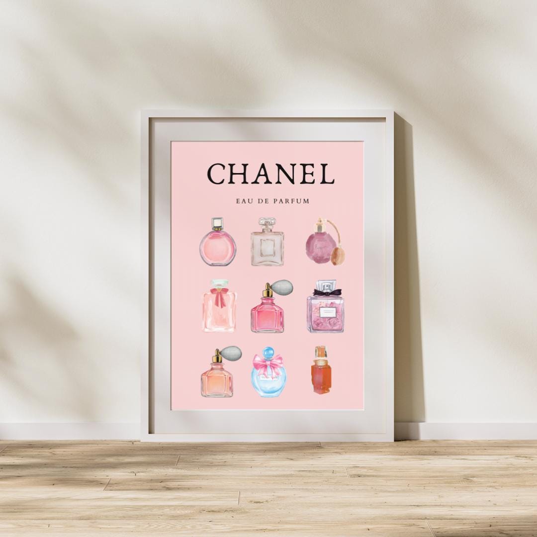 Chanel Perfume Art Decor Printable, Girlie Wall Decor for Bedroom, Pink ...