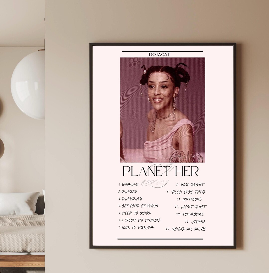 Doja Cat Planet Her Track List Wall Print, Doja Cat Poster, Doja Cat ...