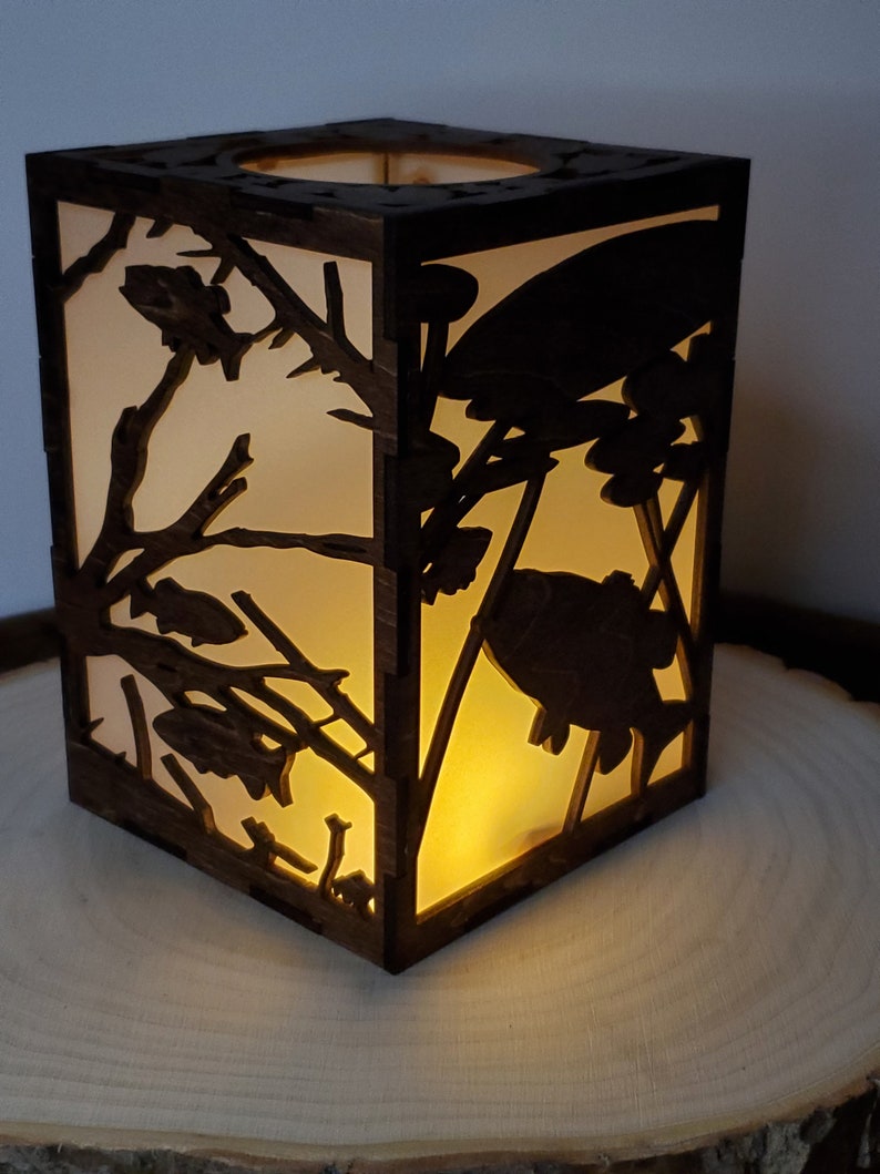 Wooden Night Light Box Swamp Scene Wooden LED Light Box Animal Shadow ...