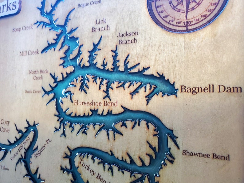 Custom Engraved Lake Map Wall Art, Wood Engraved Map, Wood Wall Art ...