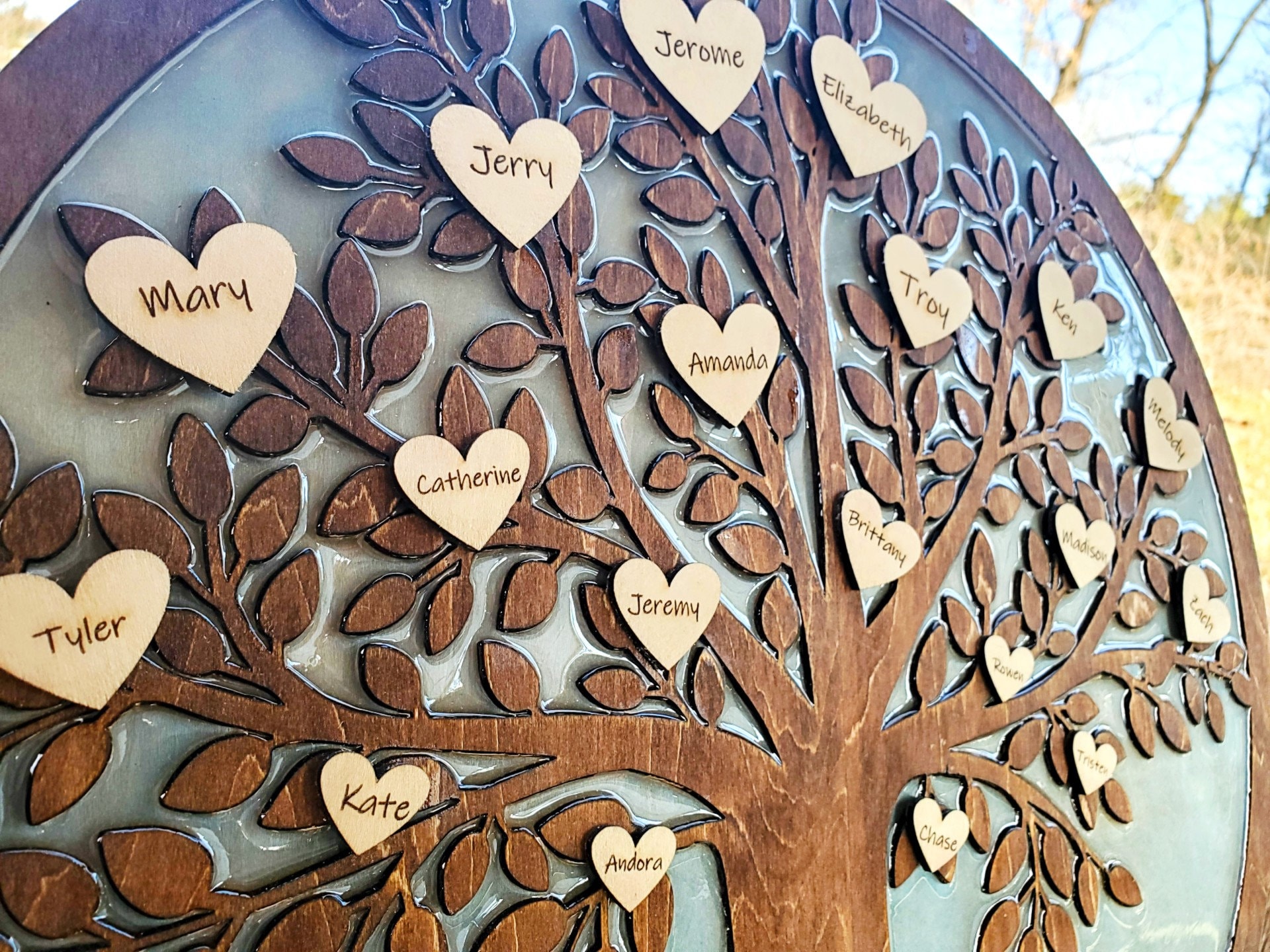 Personalized Wooden Family Tree | Customizable Wall Art | Anniversary ...