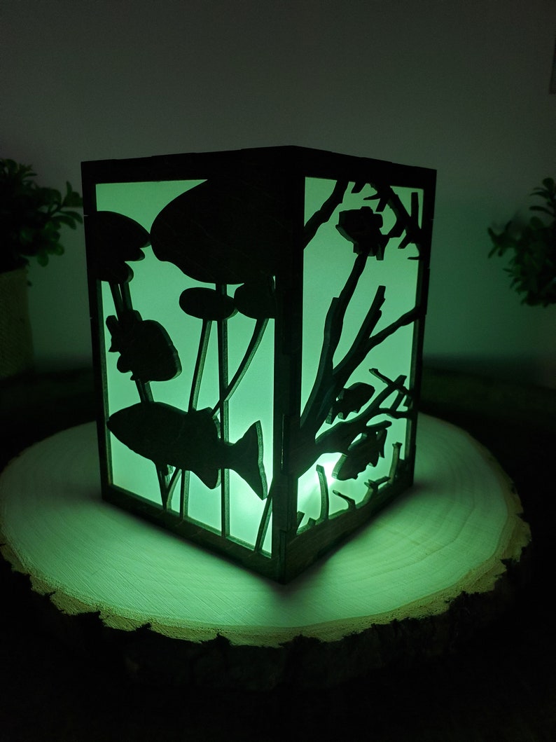 Wooden Night Light Box Swamp Scene Wooden LED Light Box Animal Shadow ...