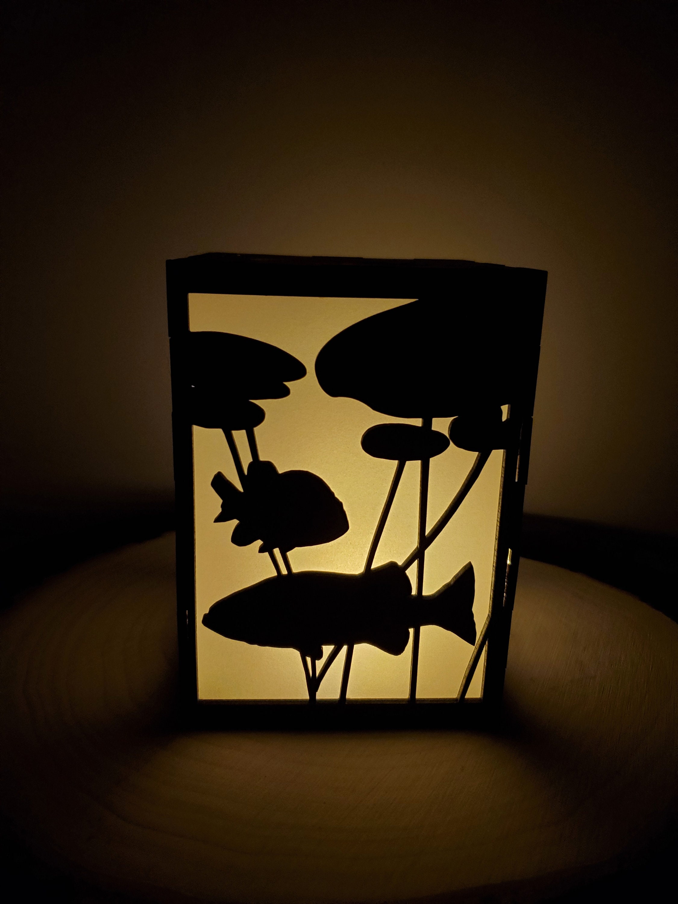 Wooden Night Light Box Swamp Scene Wooden LED Light Box Animal Shadow ...