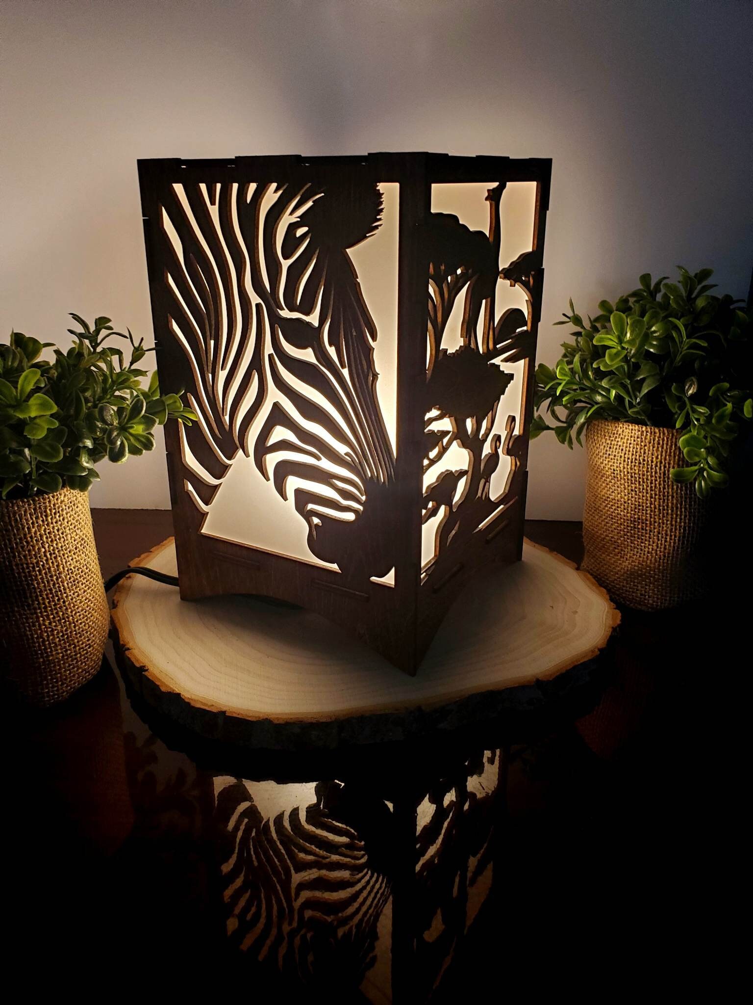 Safari Table Lamp | Wooden Table Lamp | Night Light | Light Box ...
