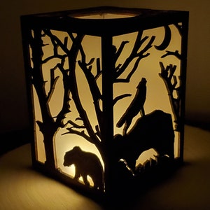 Wooden Night Light Box Childs Night Light Wooden LED Light Box Animal ...