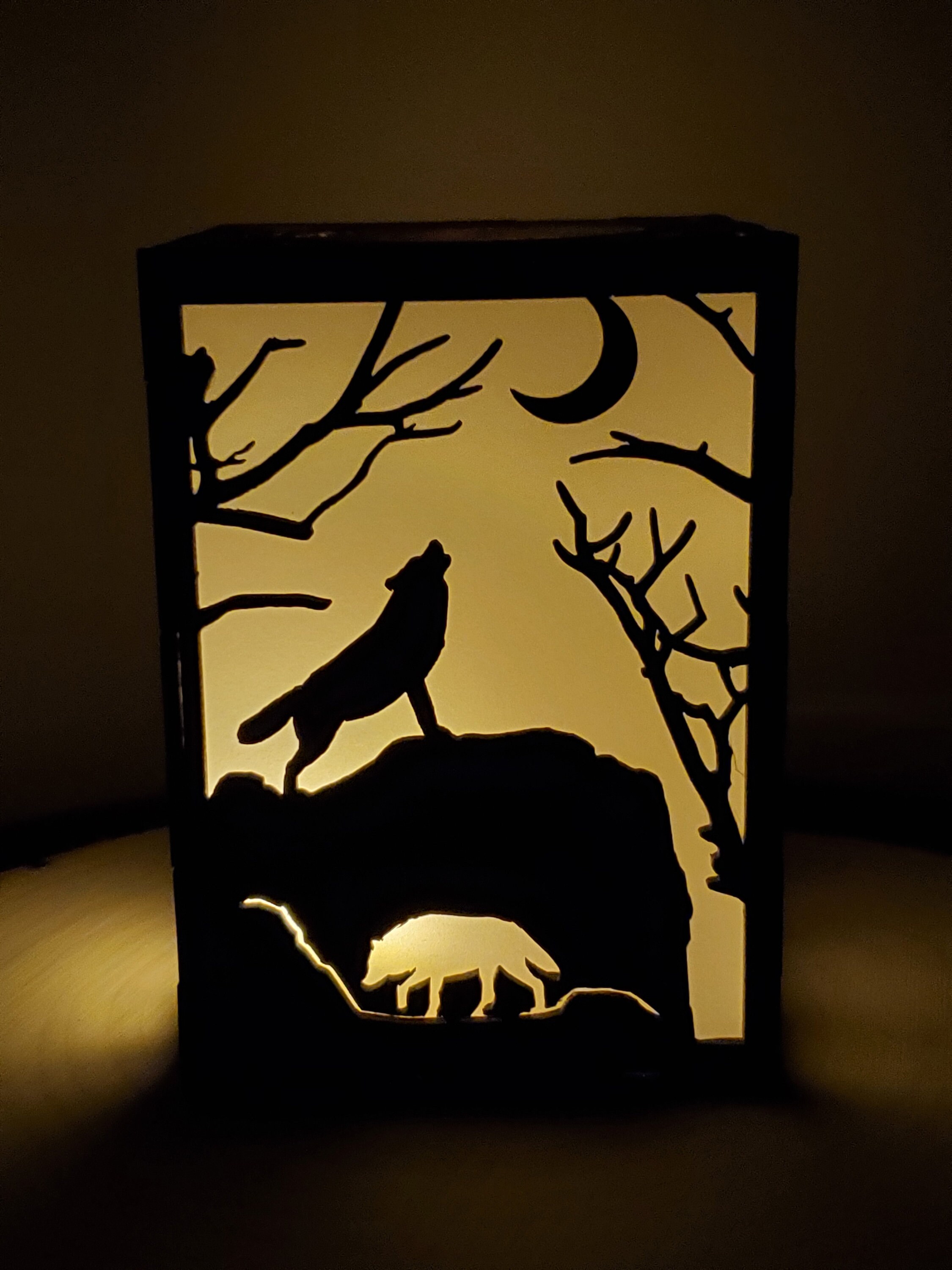 Wooden Night Light Box Childs Night Light Wooden LED Light Box Animal ...