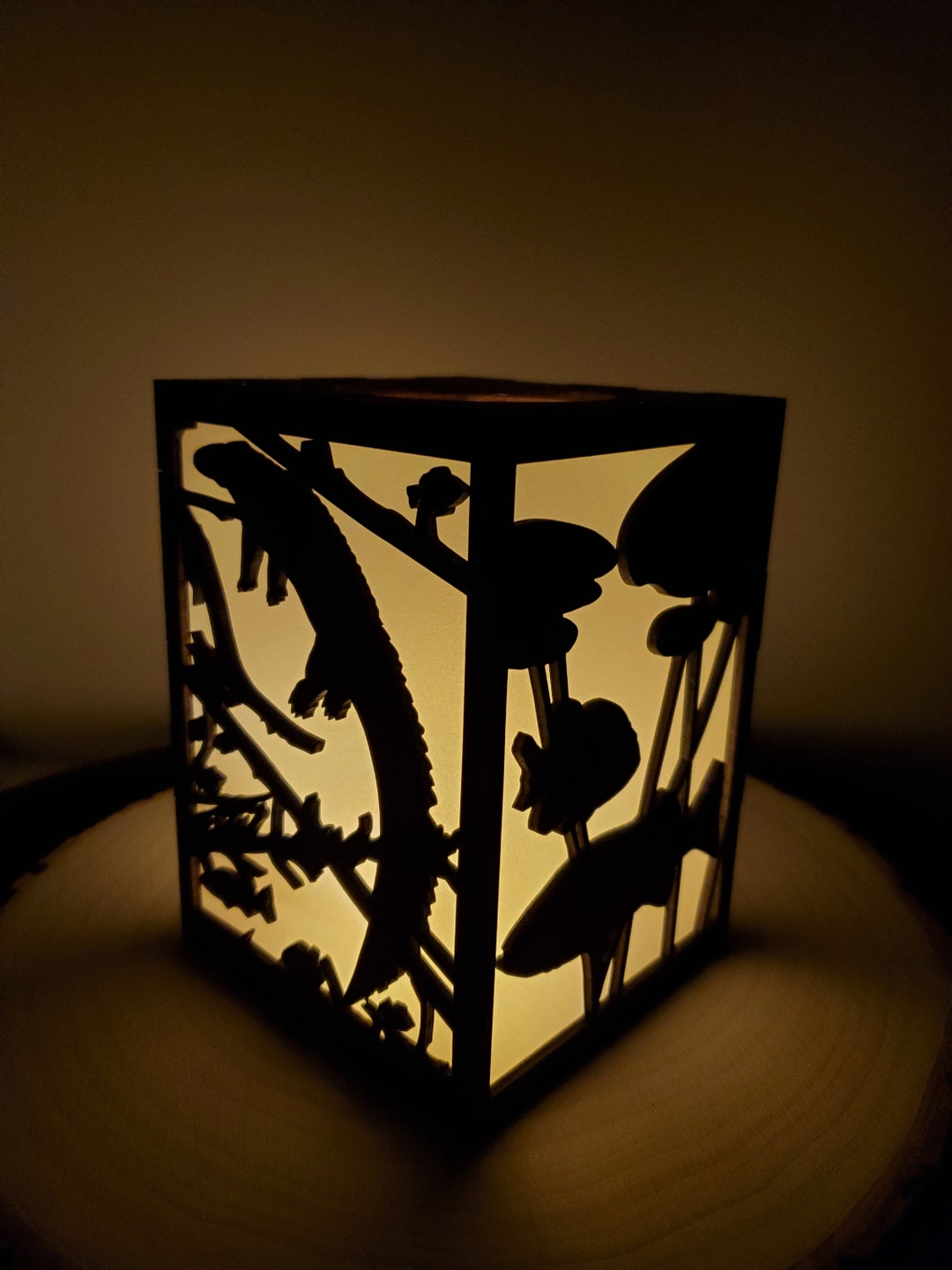 Wooden Night Light Box Swamp Scene Wooden LED Light Box Animal Shadow ...