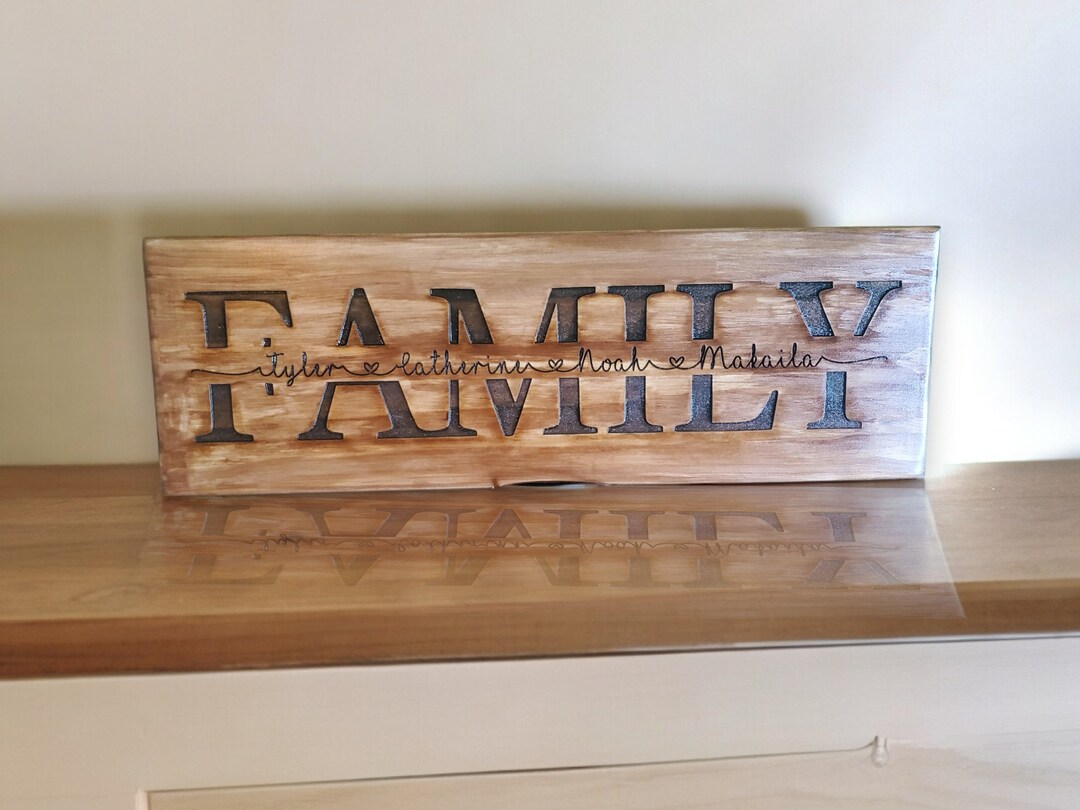 Personalized Family Name Sign, Engraved Wood Sign, Rustic Decor ...