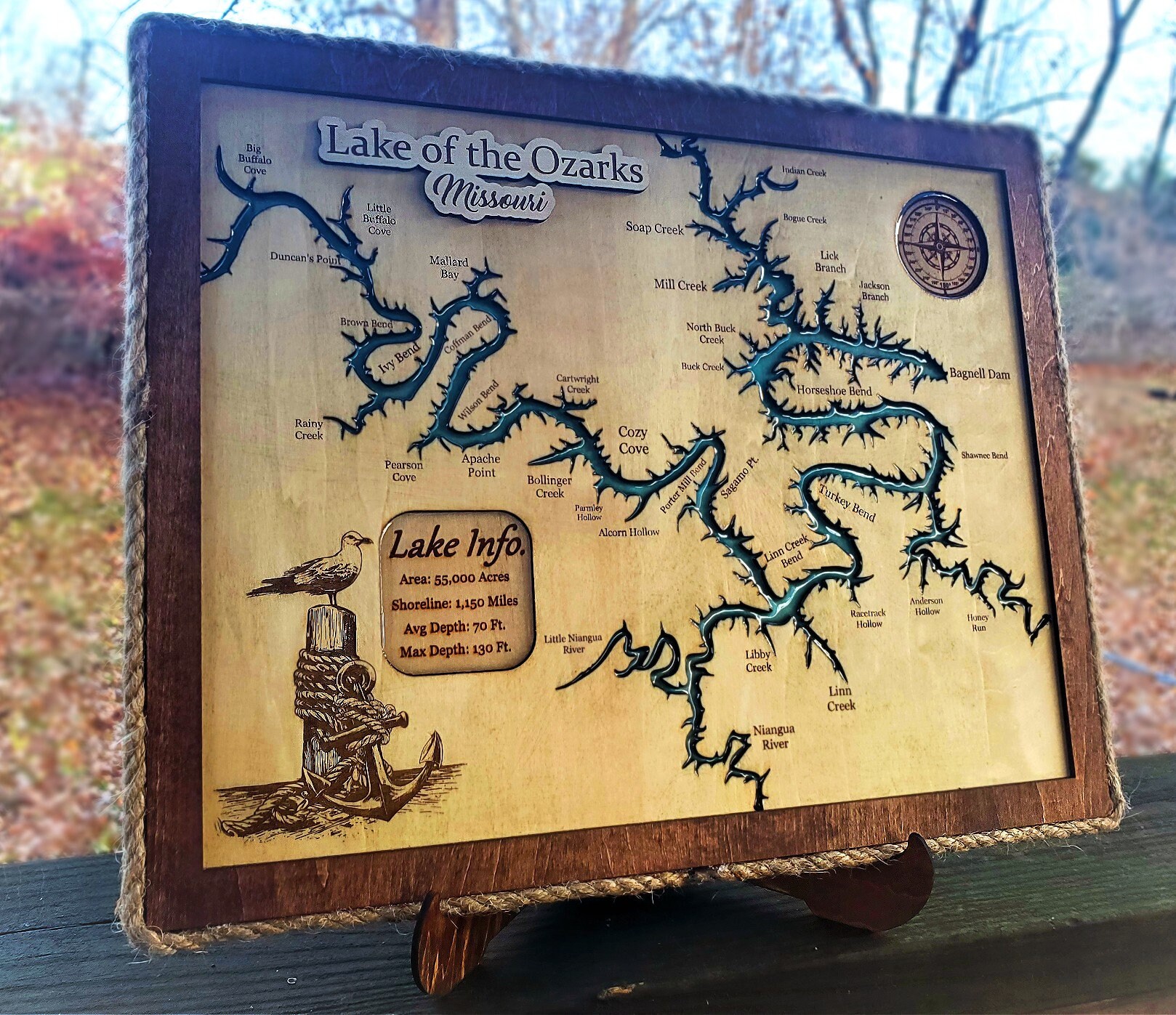 Custom Engraved Lake Map Wall Art, Wood Engraved Map, Wood Wall Art ...