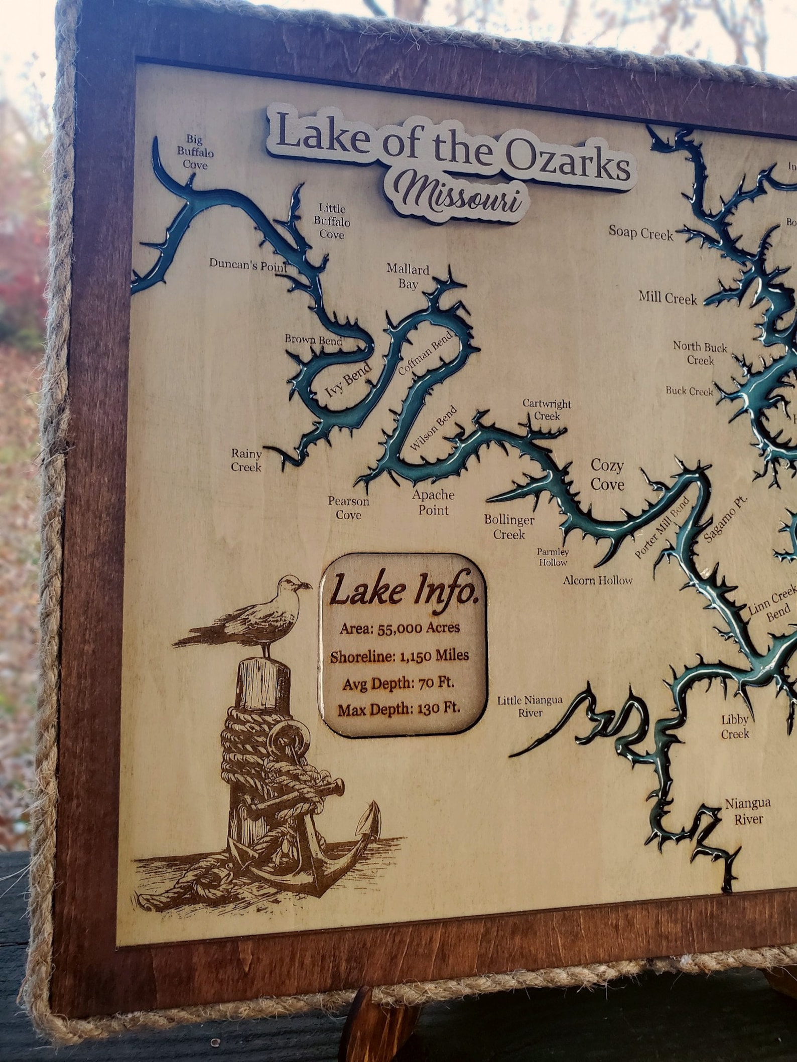 Custom Engraved Lake Map Wall Art, Wood Engraved Map, Wood Wall Art ...