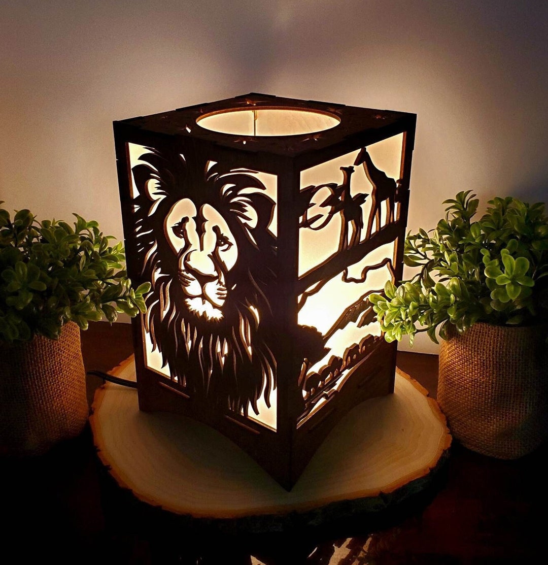 Safari Table Lamp | Wooden Table Lamp | Night Light | Light Box ...