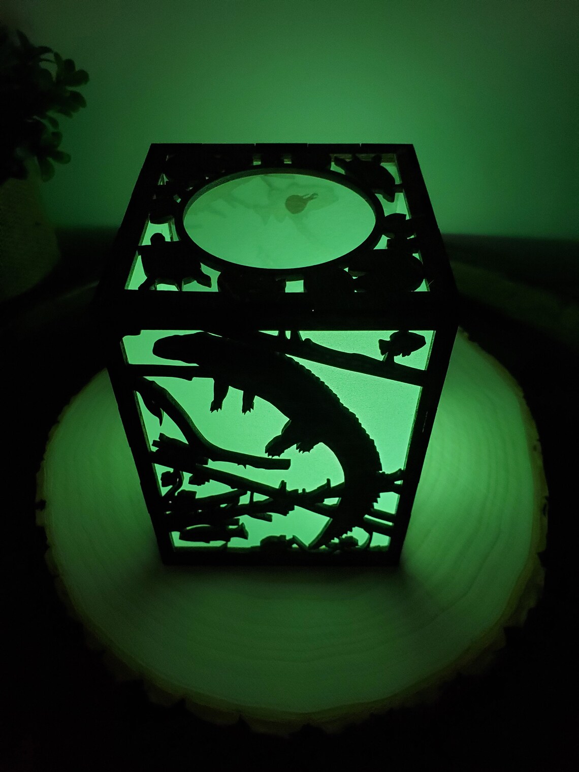 Wooden Night Light Box Swamp Scene Wooden LED Light Box Animal Shadow ...