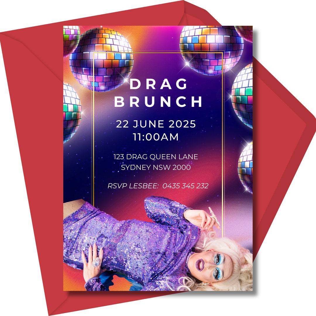 Drag Brunch Invitation: Glamorous Party Invite (instant Download Canva ...