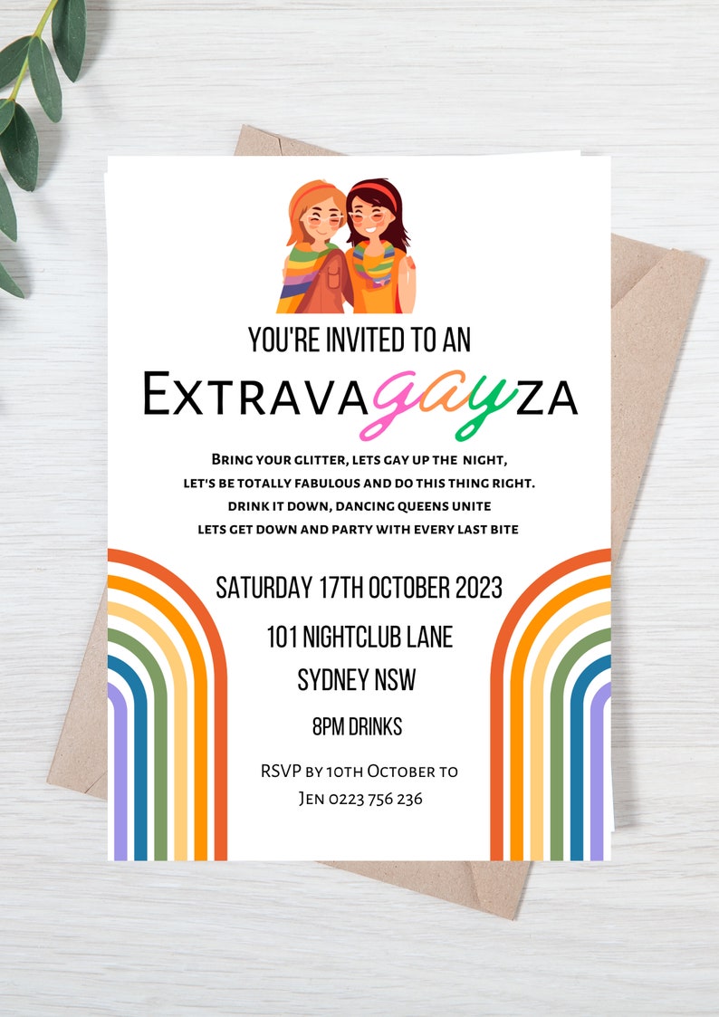 Gay Invitation Gay Invite Lesbian Invitation Lesbian Invite Pride Celebration Gay