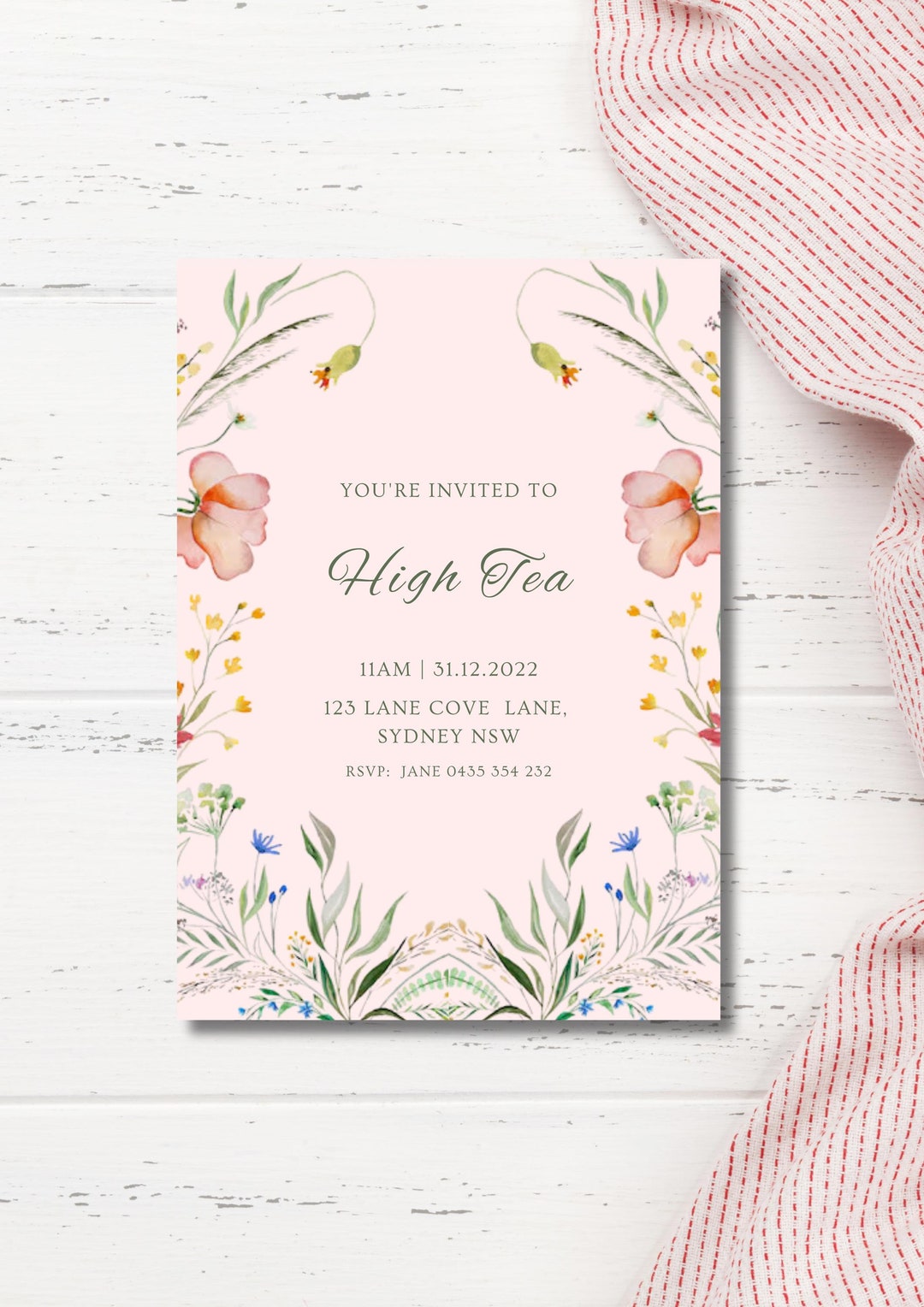 High Tea Invitation | Tea Time Invitation | Afternoon Tea Invitation ...