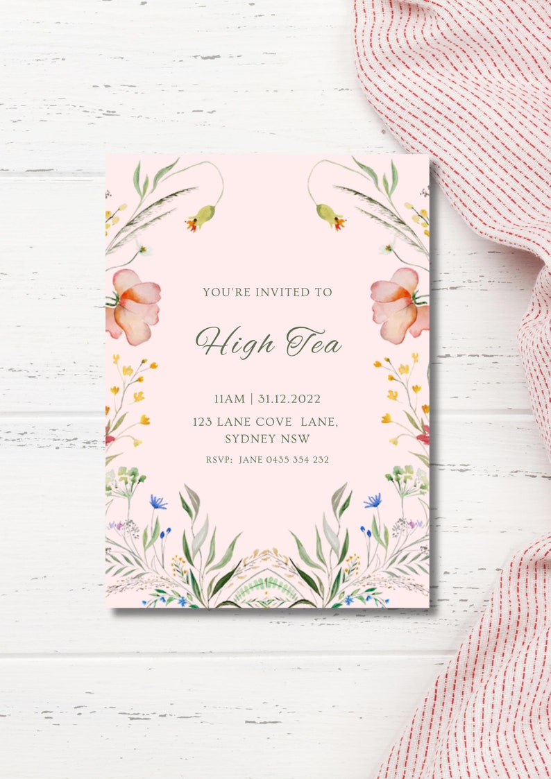 High Tea Invitation | Tea Time Invitation | Afternoon Tea Invitation ...