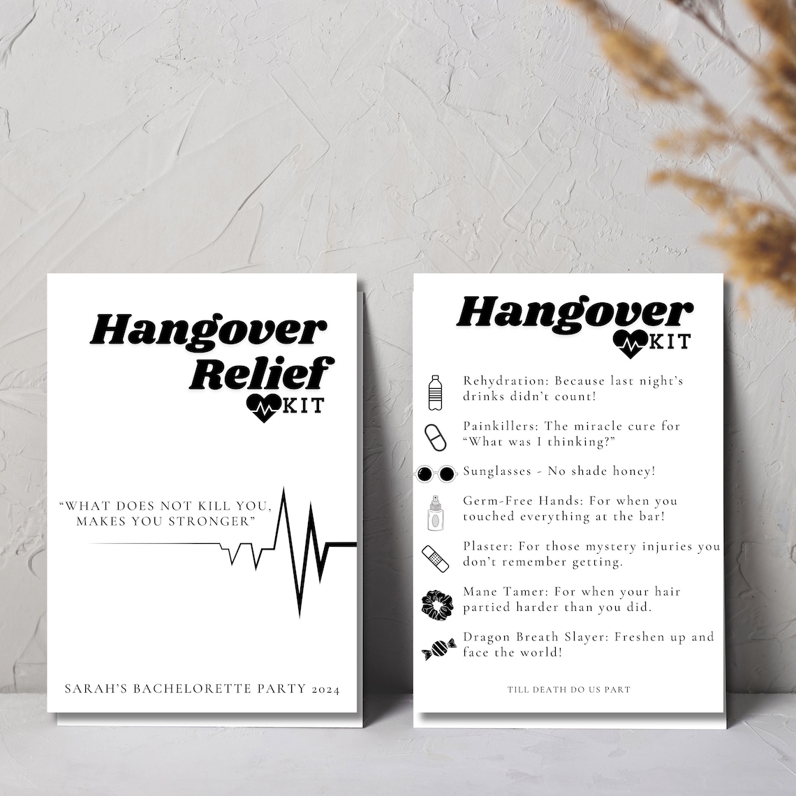 Editable Hangover Survival Kit Card: Bachelorette Party Favor (instant ...