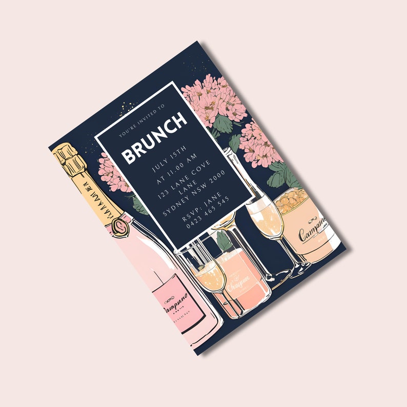 Elegant Brunch Invitation Template: Floral Design (digital Download) - Etsy