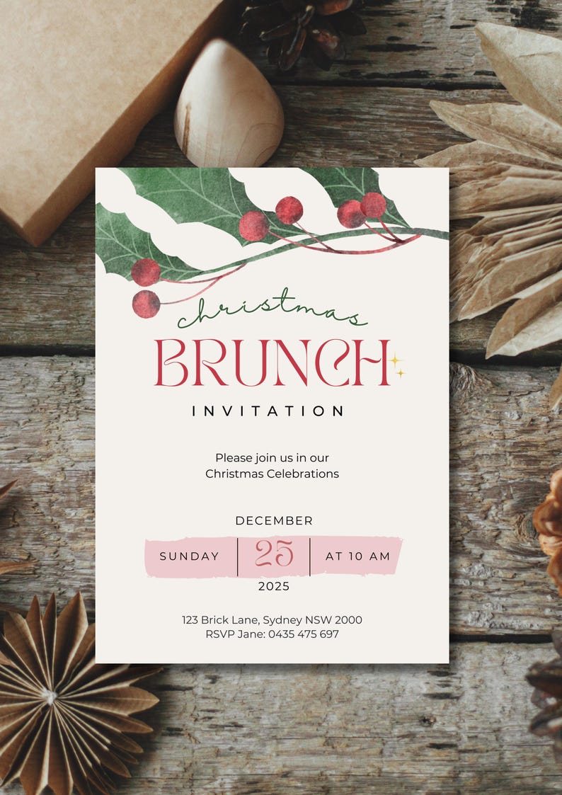 Christmas Brunch Invitation | Christmas Breakfast | Christmas Lunch ...