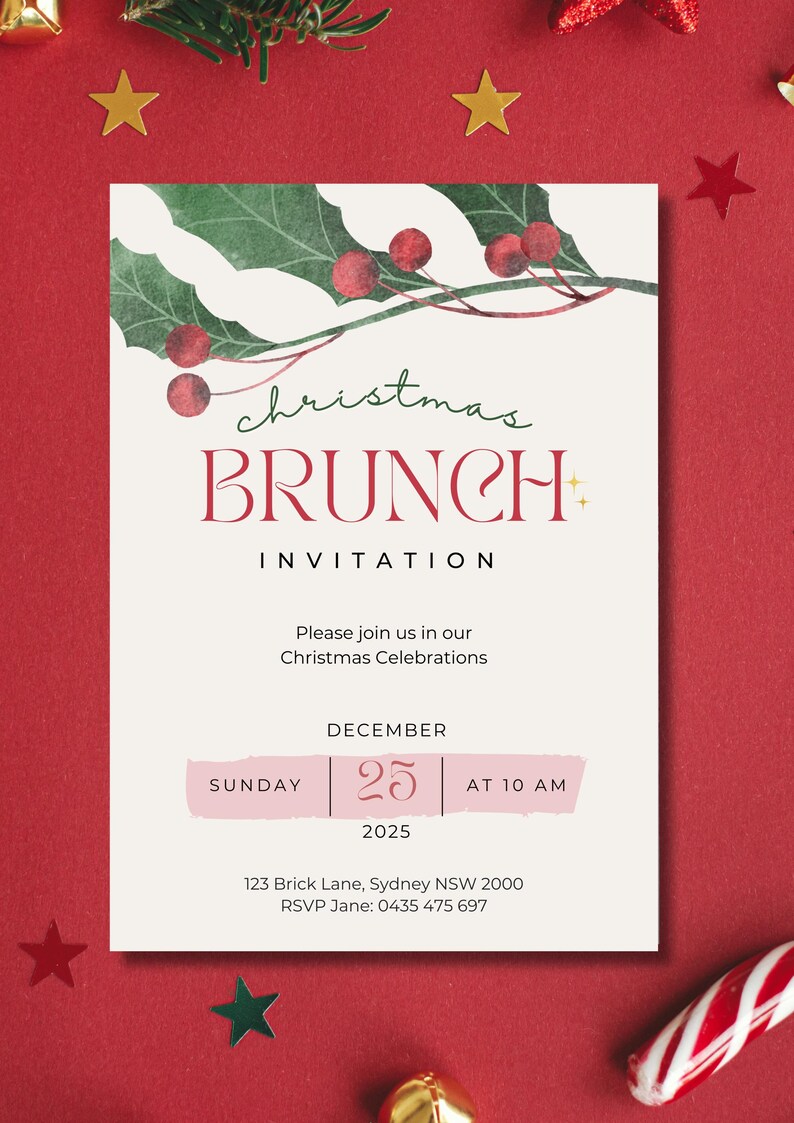 Christmas Brunch Invitation | Christmas Breakfast | Christmas Lunch ...