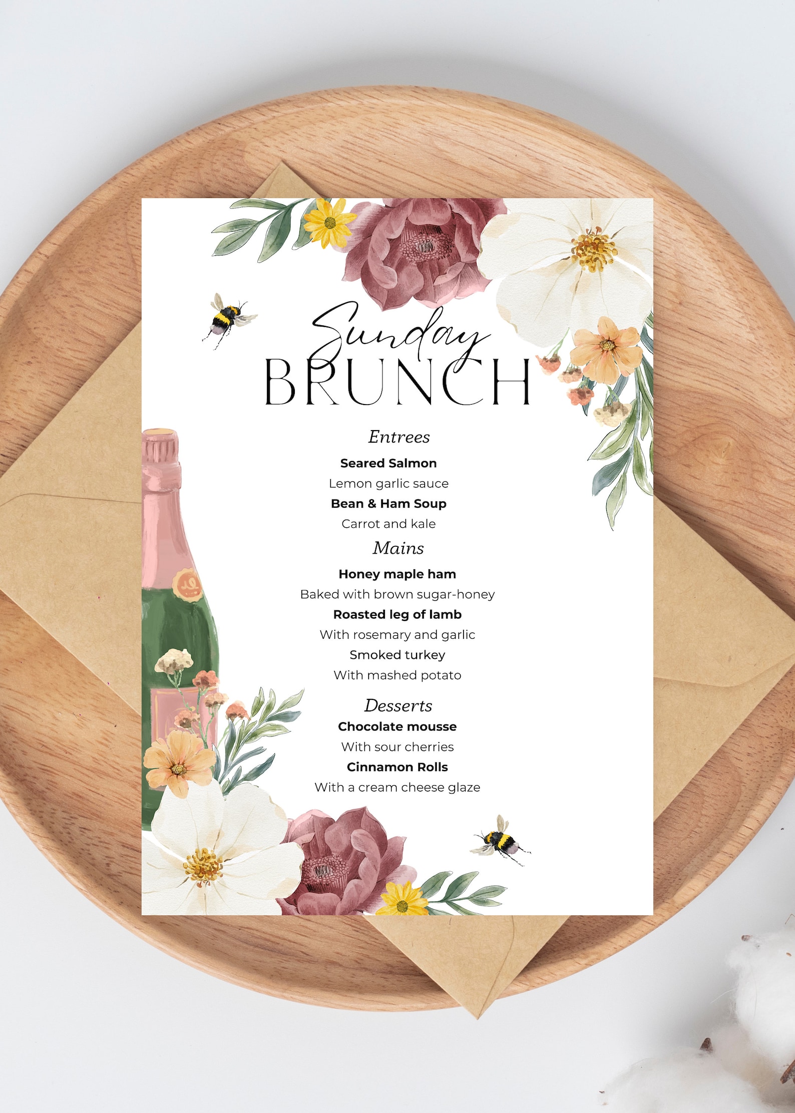 Brunch Card | Brunch Menu | Bottomless Brunch | Floral Menu | Ladies ...