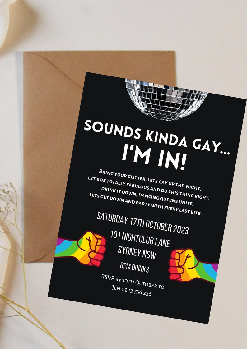 LGBTQIA+ Night Out Invitation: Customizable Pride Celebration (instant ...