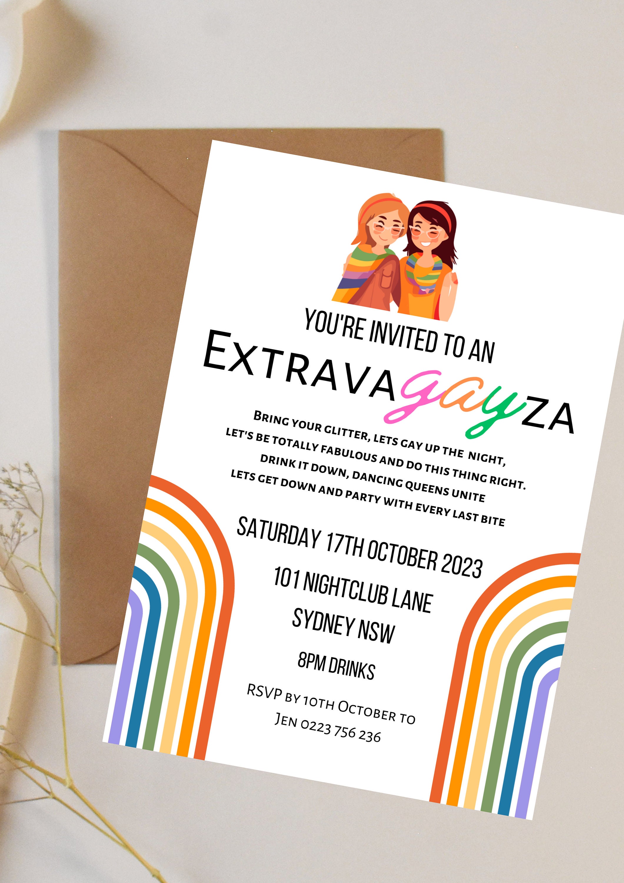 Gay Invitation Gay Invite Lesbian Invitation Lesbian Invite Pride Celebration Gay