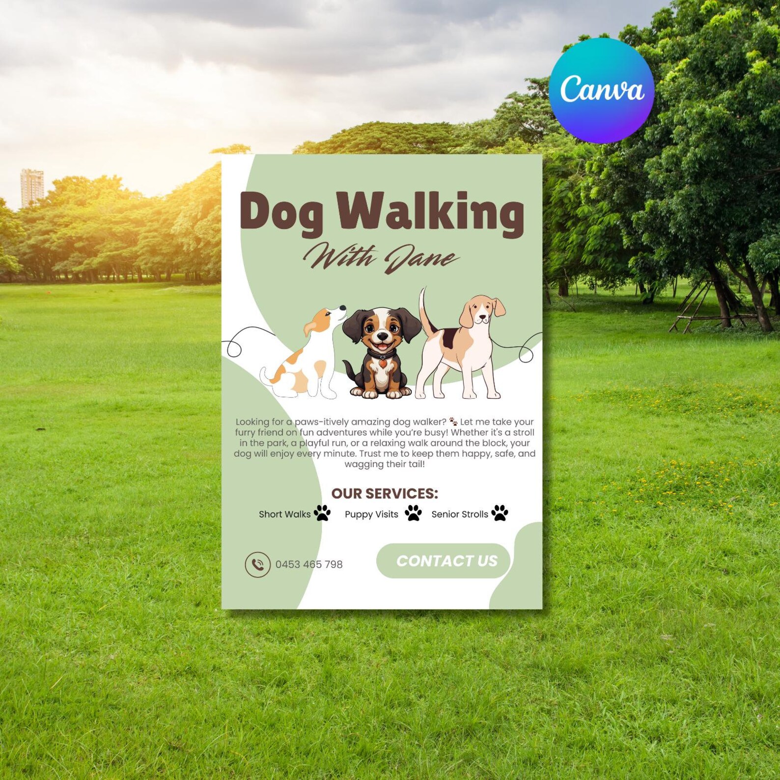 Dog Walking Flyer: Editable Canva Template (A4, Instant Download) - Etsy