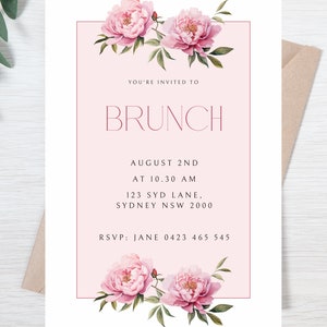 Floral Brunch Invitation Template: Elegant Sunday Brunch Menu (5x7 ...