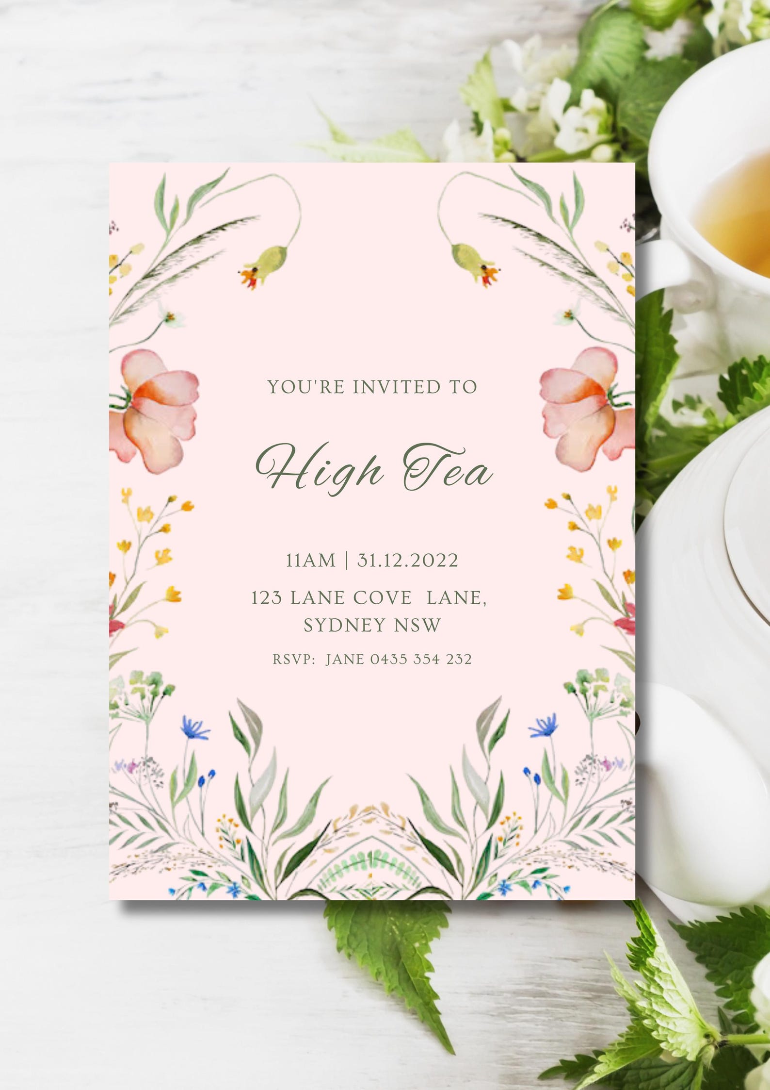 High Tea Invitation | Tea Time Invitation | Afternoon Tea Invitation ...