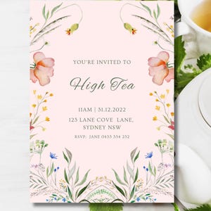 High Tea Invitation | Tea Time Invitation | Afternoon Tea Invitation ...