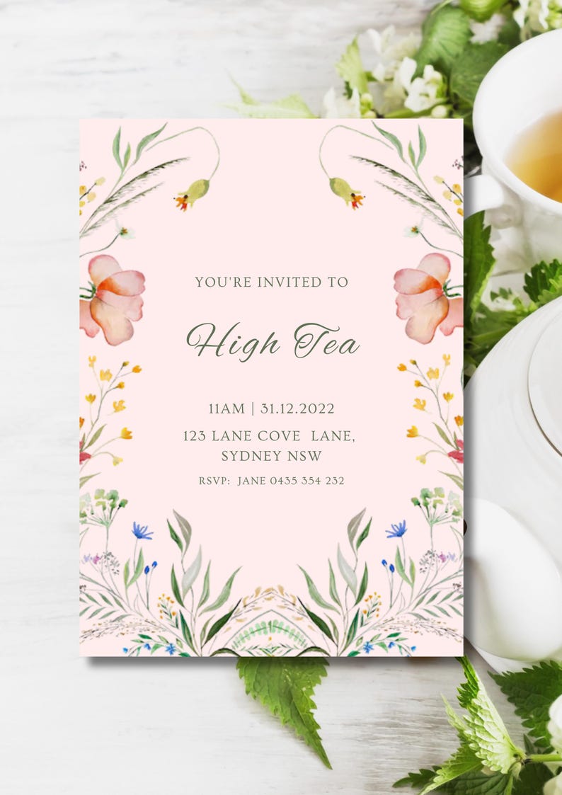High Tea Invitation | Tea Time Invitation | Afternoon Tea Invitation ...