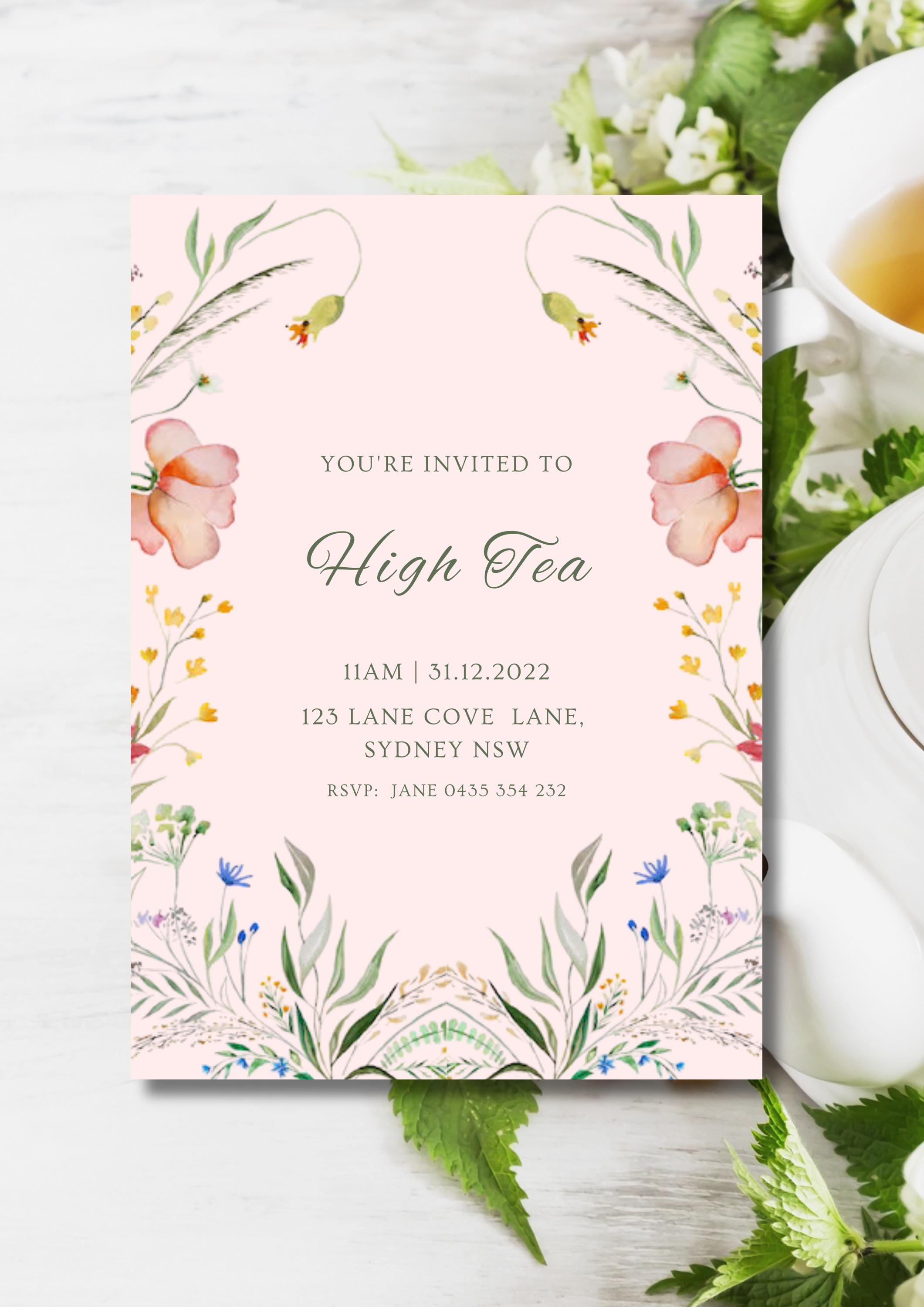 Floral High Tea Invitation Template: Vintage Garden Party (editable on ...