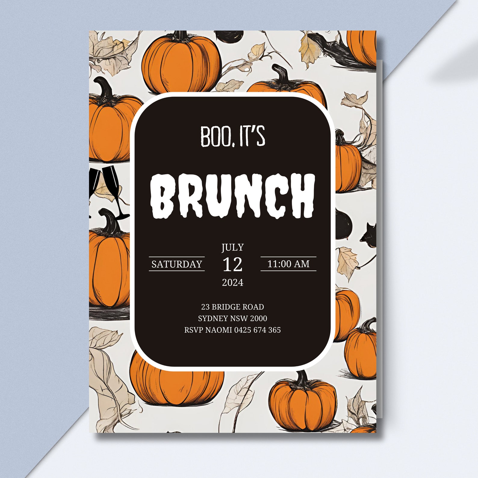 Spooky Halloween Brunch Invitation: Editable Canva Template (instant ...