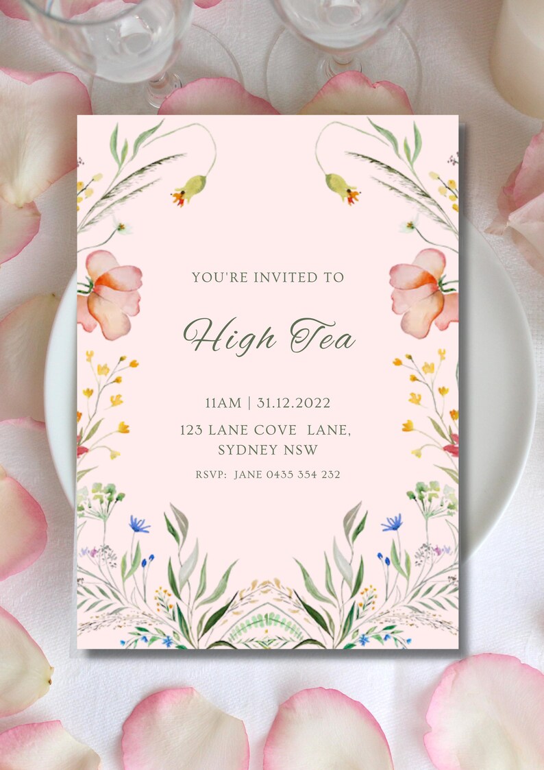High Tea Invitation | Tea Time Invitation | Afternoon Tea Invitation ...
