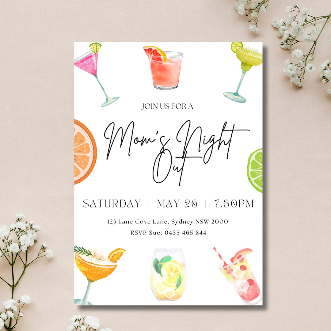 Mom's Night Out Invitation: Editable Ladies Night, Canva Template ...