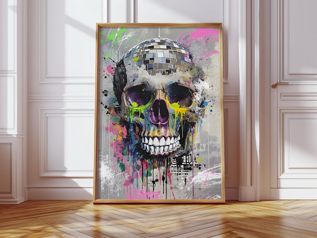 Disco Skull Digital Print | Skull Art | Skull Poster | Graffiti Skull ...